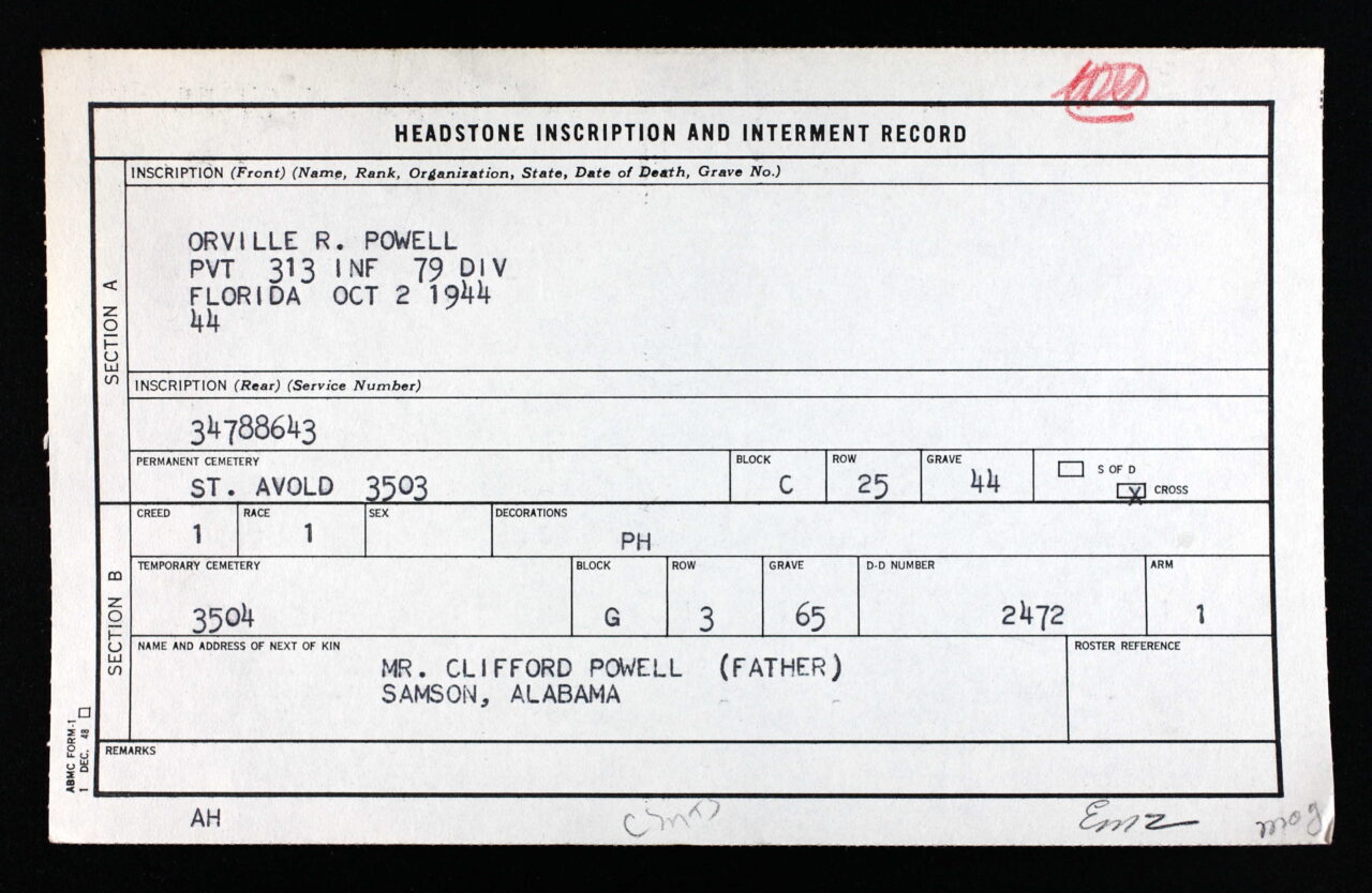 Powell, Orville Rex - Florida-France Soldier Stories